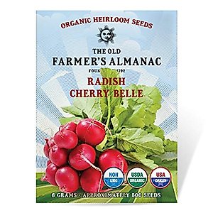 The Old Farmer's Almanac Organic Radish Seeds (Cherry Belle) - Approx 400 Seeds - Certified Organic, Non-GMO, Open Pollinated, Heirloom, USA Origin