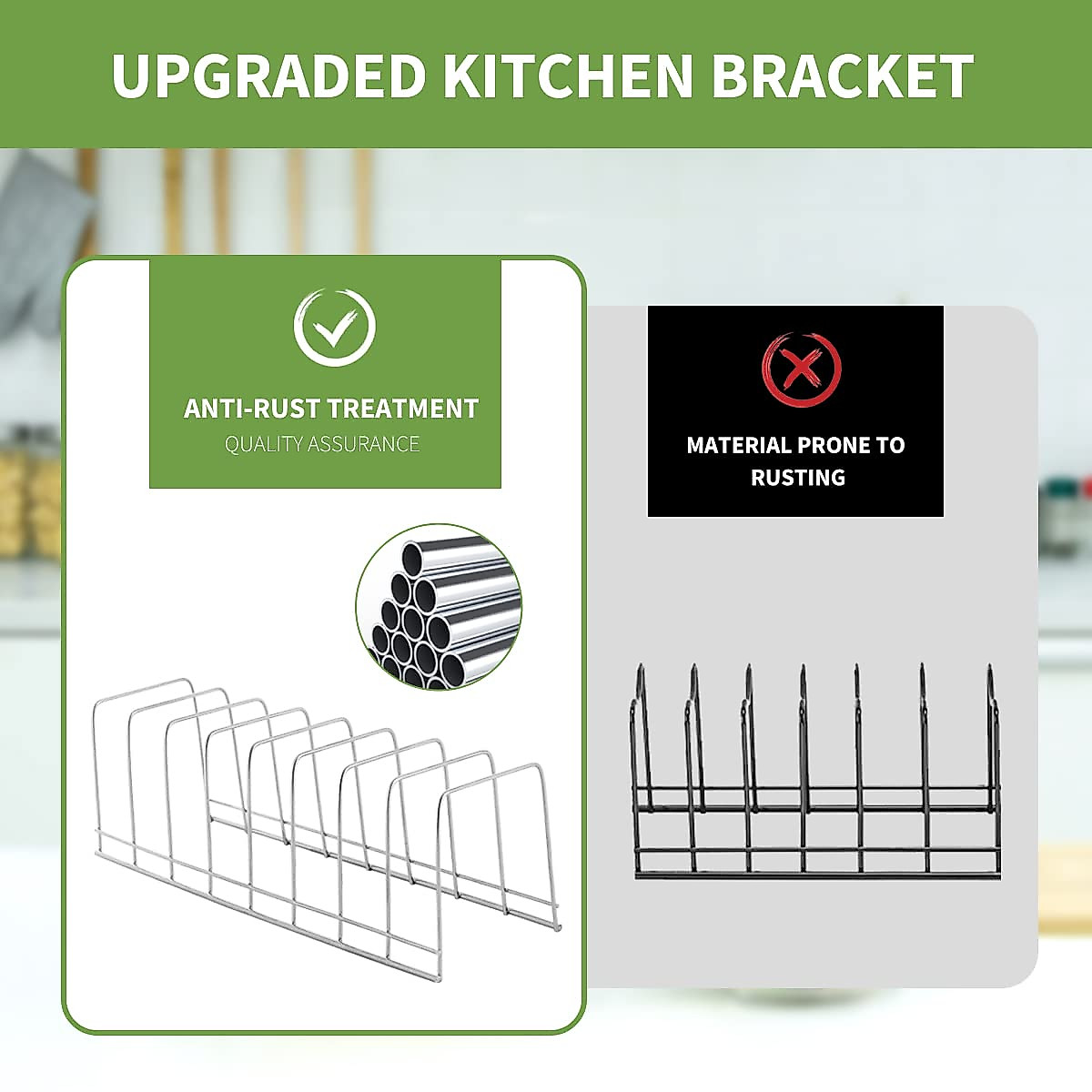 4Pcs Plate Organizer for Cabinet,Pot Lid Organizer Pot Lid Rack Holder Rest Storage for Cutting Boards,Bakeware,Cooling Racks,Pots & Pans,Serving Trays and Reusable Containers(Stainless Steel)