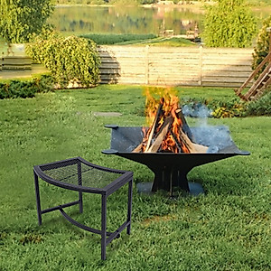 ALBOMI Metal Fire Pit Curved Bench, Backless Powder-Coated Mesh Outdoor Bench, Weatherproof Garden Chair Seating for Firepit Deck Patio Porch Yard, Black
