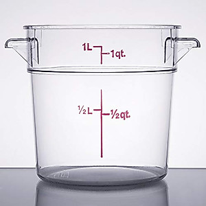 Cambro RFSCW1135 Camwear Clear Round 1 Qt Storage Container with Clear Round Lid RFSCWC1135