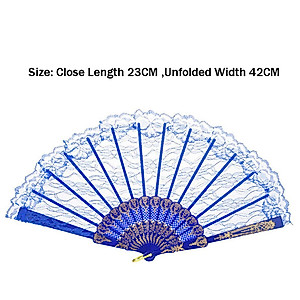 Handmade Folding Fan Chinese Style Lace Hand Held Folding Fan Dance Party Wedding Hand Fan Cool Bamboo Flower Folding Fan Handheld Fan (Color : Yellow)