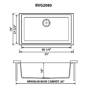 Ruvati 33 x 19 inch Granite Composite Undermount Single Bowl Kitchen Sink - Arctic White - RVG2080WH
