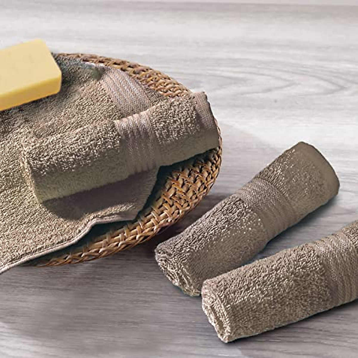 Belizzi Home Ultra Soft Cotton Washcloths, Contains 24 Piece Face Cloths 12x12 inch, Ideal for Everyday use Face Towels, Compact & Lightweight Multi Purpose Washcloths - Tan