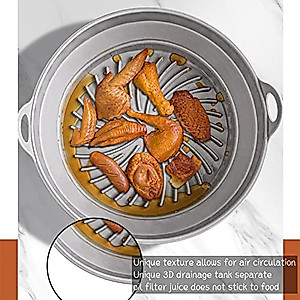 HIDDIT Foldable Air Fryer Silicone Pan, Set of 2 Air Fryer Silicone Lined Baking Pan Tray Multifunctional Grilling Mat Food Safe Non-Stick Air Fryer Basket Oven Accessories, Reusable (Color : Green,