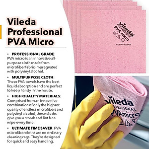 Vileda Professional | PVA Microfiber Cloth Red | All Purpose Cleaning Shammy | Synthetic Chamois Towel | Smooth & Absorbent Materials | 5 Pack