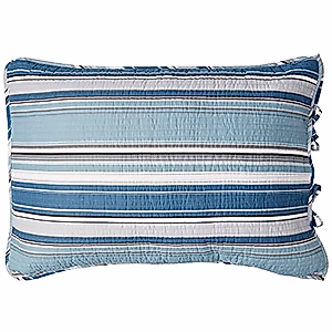 Stone Cottage Fresno Collection Quilt Set-100% Cotton, Reversible, Medium Weight Bedding with Matching Shams, Queen, Blue