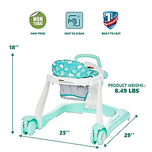 Dream On Me 2-in-1 Charlie Baby Walker, Easy Convertible Baby Walker, Walk Behind, Height Adjustable, Speed Adjusting Wheels, 360-degree Rotating Seat, Mint