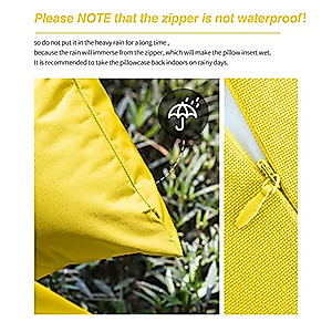 Lewondr Waterproof Outdoor Throw Pillow Cover, 2 Pack Solid PU Coating Throw Pillow Case UV Protection Garden Cushion Cover for Patio Sofa Couch Balcony 18"x18"(45x45cm) - Yellow