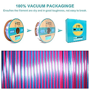 TECSONAR Silk Dual Color PLA Filament Coextrusion Filament Multicolor 3D Printer Filament 1kg Dichromatic Filament 1.75mm (± 0.03 mm) Compatible w/Most of 3D Printer, Silk Blue Rose Red