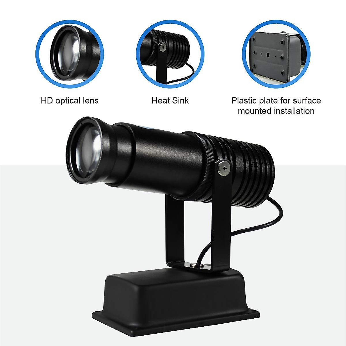 Logobos 20W LED GOBO Logo Projector Stage Effect Light Static Manual Zoom Custom GOBO for Hotel Wedding Company Bar