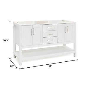 ARIEL Magnolia 60" Double Sink Base Cabinet in White