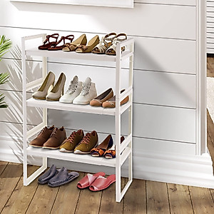 lonpute Expandable Cabinet Shelf Organizers，Adjustable Height Cabinet Cupboard， Kitchen Counter Shelves, Stackable, Expandable, Metal(White - 2 Tier)