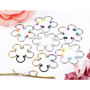 Prjndjw 16G Surgical Steel Nose Septum Rings Piercing Jewelry Horseshoe Septum Jewelry Cartilage Helix Tragus Earring Hoop Eyebrow Lip Hoop Retainer for Women Men Body Piercing Rings 10mm CZ glow