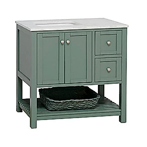 Kitchen Bath Collection 36-inch Bathroom Vanity: Engineered Carrara/Sage Green (Fully Assembled, Includes Sink, Furniture-Grade Construction, Soft-Close Hinges)