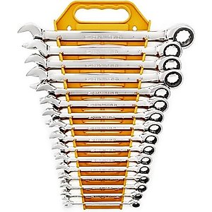 GEARWRENCH 16 Pc. Ratcheting Combination Wrench Set with Tray, Metric - 9416 , Silver