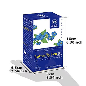 TIAN HU SHAN Butterfly Pea Flower Tea, Butterfly Pea Flowers Loose Leaf, 100% Natural Herbal Tea, 4 Ounce (Pack of 1)
