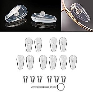 Eyeglass Nose Pads Screw-in Eyeglass Repair Kit Anti-Slip Soft Silicone Air Chamber 15mm 6Pairs Air Bag Glass Nose Pieces with Screws and Screwdriver for Glasses Sunglasses