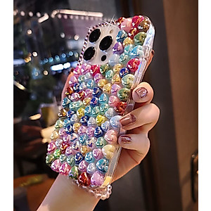 redecarie for Galaxy S9 Plus Case,Women Girls Kids Love Pearl Luxury Crystal Rhinestone Bling Glitter Diamond Bumper Clear Phone Cover with Wrist Strap for Samsung Galaxy S9 Plus