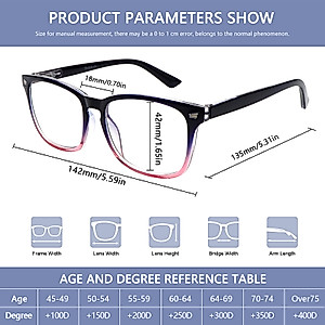 Sumkyle 3 Pack Progressive Multifocal Reading Glasses for Women Men Blue Light Blocking Computer Glasses Spring Hinge Readers(3 Mix C3, 1.50)