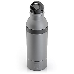 RTIC Bottle Chiller Water Bottle Insulated Cooler for 12oz Glass Soda Bottle or 16oz Aluminum Bottle, Double Wall Vacuum Insulation, Stainless Steel Sweat Proof with Built-In Bottle Opener, Graphite