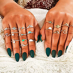 Dcfywl731 Stackable Rings for Women Trendy Stuff Knuckle Ring Cute Adjustable Arrow Knot Wave Star Moon Rings Set Jewelry Gifts Stocking Stuffers for Christmas Gifts 2024