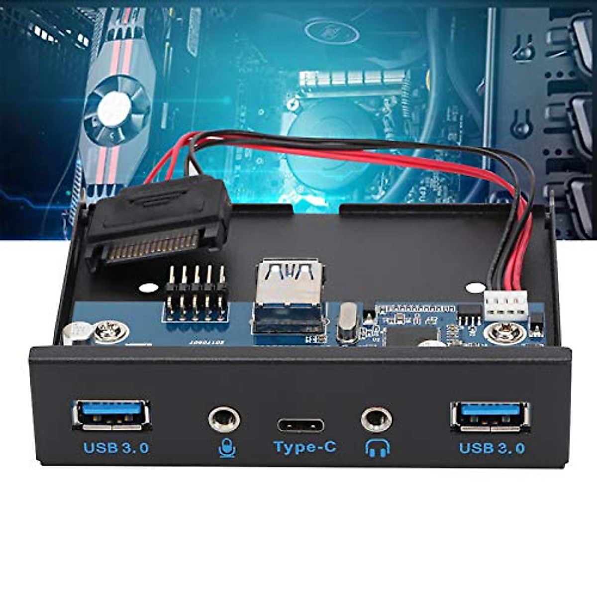 4071-3008 Soft Drive Front Panel 5Gbps, 3.5Inch USB 3.1 Floppy Disk Drive Front Panel, Type C Interface Plugged, High Fidelity Audio Interface with a Separate Switch