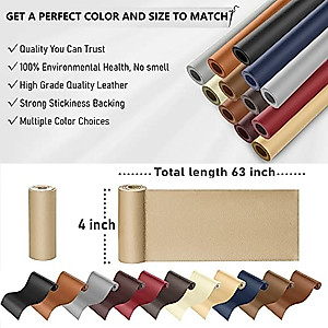 YAFLC Self Adhesive Leather Repair Tape Kit, 4"x 63" Leather Repair Patch for Furniture, Leather Repair Patch for Car seat, Sofas, Couch, Boat Seat （Beige Yellow）