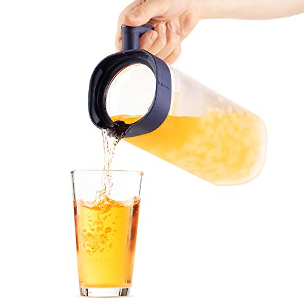 Komax Set of 2 Plastic Water Pitcher with Lid – BPA-Free Water & Iced Tea Pitcher Set – Microwave & Dishwasher Safe Plastic Pitcher – Tea, Sangria, or Juice Containers with Lids for Fridge (2.1 Qt)