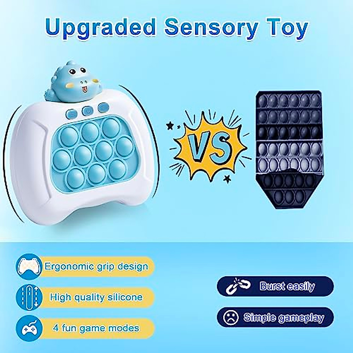 Pop Light Up Game, Handheld Fidget Light-up Pop Toys for Kids 6-12, Push Pop Sensory Toys with Memory Games, Stress Relief Pop Puzzle Game for Boy Girl Teens