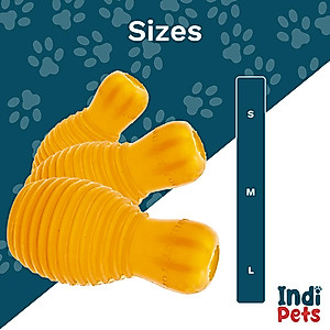 INDIPETS Bouncy Top Fetch & Chew Toy for Medium Dogs: Durable, Safe, Plant-Derived Toy Made with 100% Natural Rubber | Medium, Natural (PN: 60003)