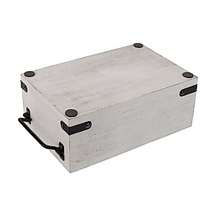 GoCraft 4 Compartment Flatware Caddy, Cutlery Holder, Silverware Condiment Organizer with Napkin Holder for Kitchen, Dining, Picnics, White Washed Mango Wood Caddy with Metal Handles