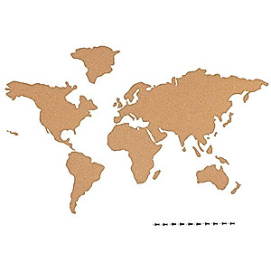 Navaris Cork Board World Map - Self-Adhesive Corkboard Continents for Wall to Pin, Plan and Document Travels - Includes 18 Cork Pieces and 10 Pins
