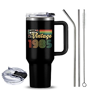 NIAXAUYT 40th Birthday Gifts for Women/Men - Vintage 1985 Birthday Gifts for Women/Men - Birthday Gift for 40 Year Old Woman/Man - Gift For Turning 40-40th Birthday Tumbler 40oz