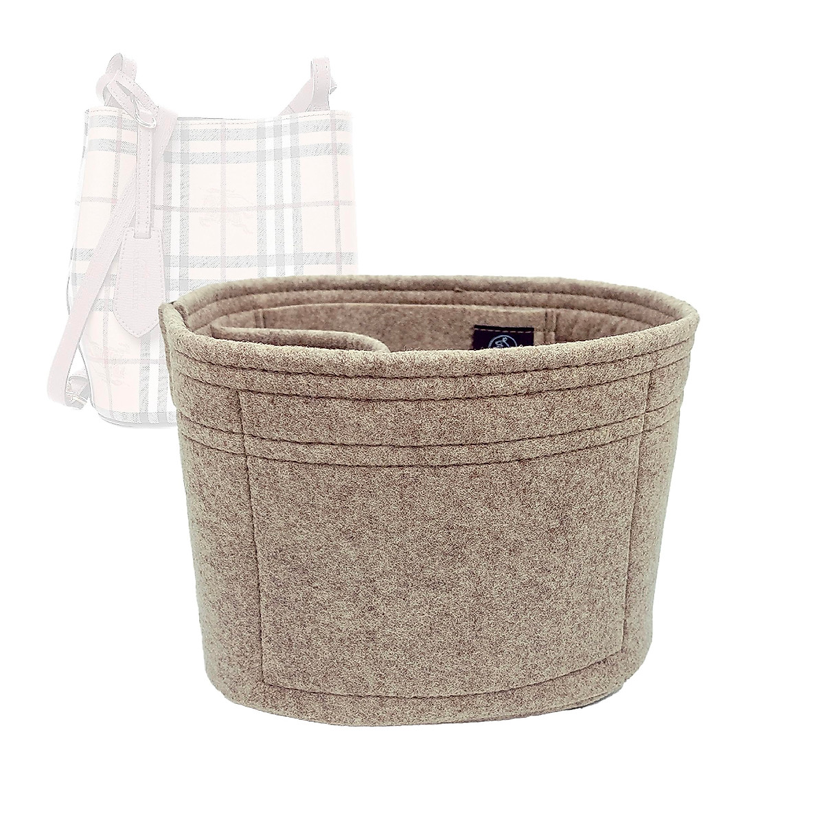 Zoomoni Bag Organizer for Burberry Haymarket Bucket - Premium Felt Purse Handbag Insert Liner Shaper (Handmade) Soft Structure Support