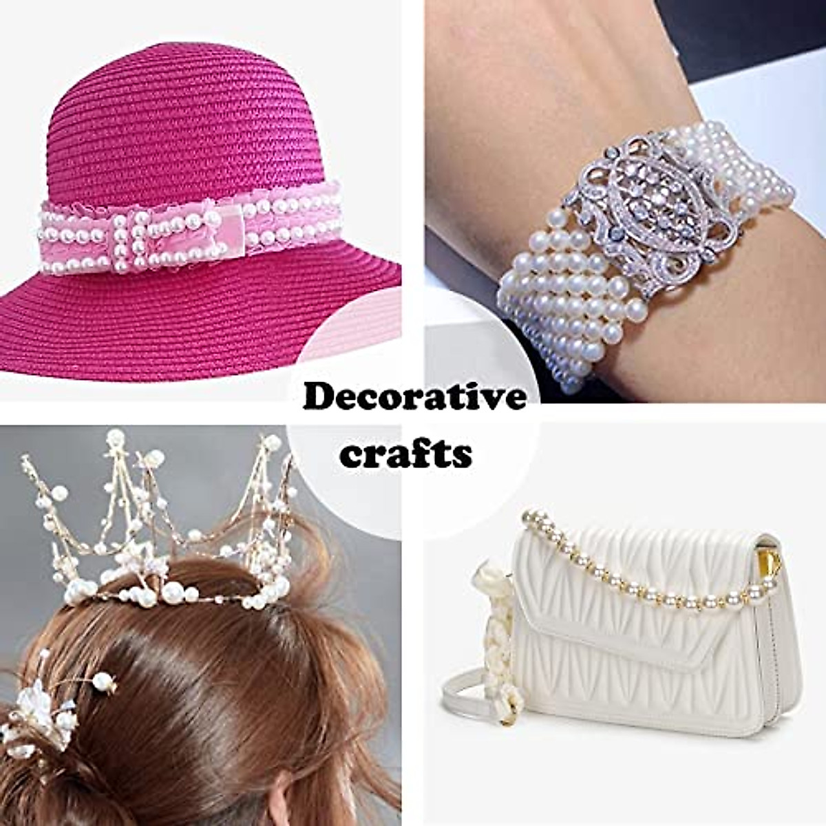 HILELIFE 1500pcs Pearl Beads for Jewelry Making, 4mm 6mm 8mm 10mm Round Loose Pearls Beads with Hole, Bracelet Pearls for Crafts, White Pearls for Jewelry Making