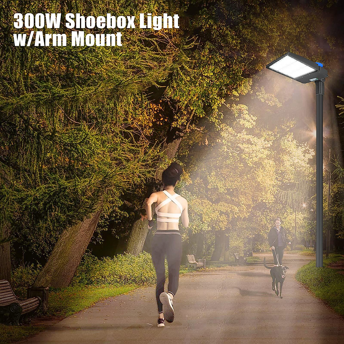 300W LED Parking Lot Light Outdoor, 39000LM 5000K Shoebox Light with Dusk to Dawn Photocell, Slip Fitter Commercial Street Pole Lighting, IP66 Waterproof Street Light for Yard|Roadway, ETL Listed