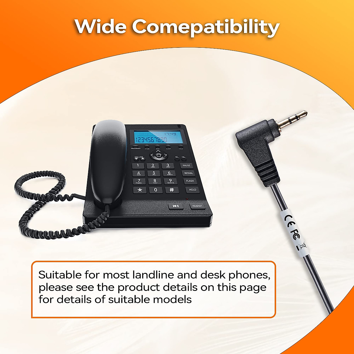 Telephone Headset with Microphone Noise Cancelling 2.5mm Jack, Ultra Light Binaural Wired Phone Headset Compatible with Panasonic AT&T Polycom Cisco SPA Grandstream Uniden Gigaset Zultys Desk Phone