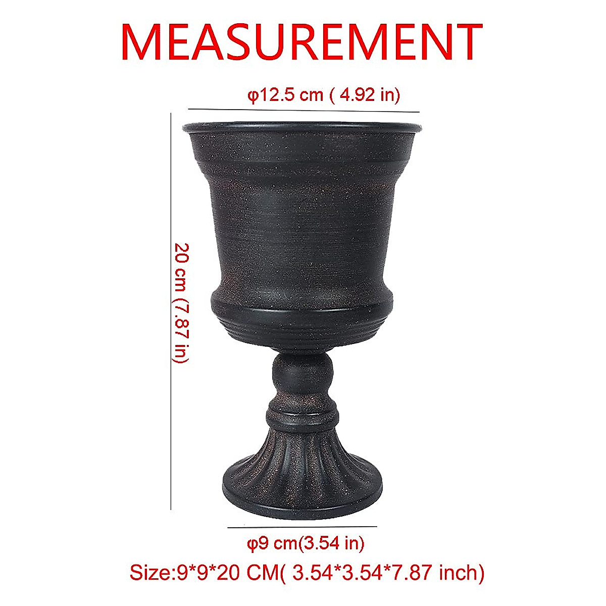 WEIDUOFUN Antique Display Urn Planter Pedestal Vase Rustic Classic Urn Planter Vase for Wedding Home Cafe Decoration -7.87”Tall and 3.54” Diameter