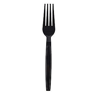 Laojbaba Plastic Fork Disposable Individually Packaged Forks Black 7-Inch Commercial Take Away Forks,Super Hard Mass Heavy Individually Wrapped Forks 100 PCS