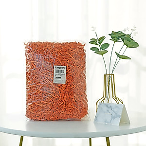 Bobobag - 1LB Crinkle Cut Paper Shred Filler Recyclable Gift Wrap Confetti Raffia Grass Shred Paper for Easter Baskets Filler Creative Eggs Decor(Orange)