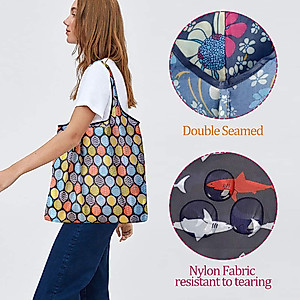 10 Pack Reusable Grocery Shopping Bags, SZUAH Foldable Shopping Bags Grocery Tote with Attached Pouch,Machine Washable Eco-Friendly.