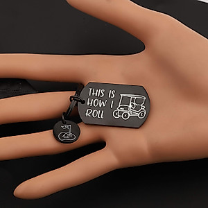 MAOFAED Golfer Gift Golf Keychain This is How I Roll Keychain Gift for Golfer Golf Cart Keychain (how i roll black)