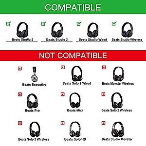 Professional Replacement Ear Pads for Beats Studio/Compatible with Studio Wired B0500 / Wireless B0501 / Studio 2 and Studio 3/Soft Protein Leather/Noise Isolation Memory Foam (White)