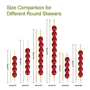 Minisland Premium 6 inch Bamboo Skewers for Appetizers Fruit Kabobs 3mm Thin Small Short Wooden Food Sticks 100 Counts, Many Sizes Choices 4.7"/5.5"/6"/7"/8"/10"/12" -MSL164