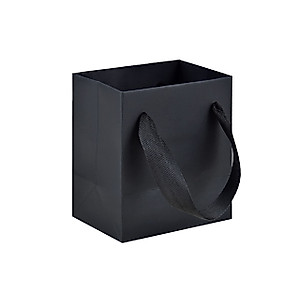 HUAPRINT Black Paper Bags,Matte Black Gift Bags,Extra Small Shopping Bags with Handles,30 Pack 4x2.75x4.5 inch,Party Favor Bags,Merchandise Business Bags,Wedding Bags