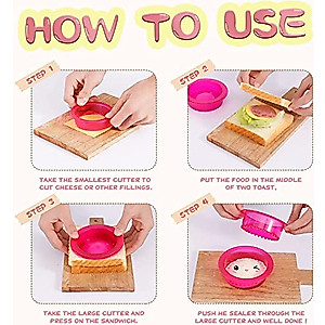 darsun Sandwich Cutter and Sealer, 5 PCS Sandwich Cutter for Kids, Decruster Sandwich Maker, Sandwich Press Crimper DIY Jelly Crustless Sandwich Bread Pie Cookie Cutter for Children Boys Girls