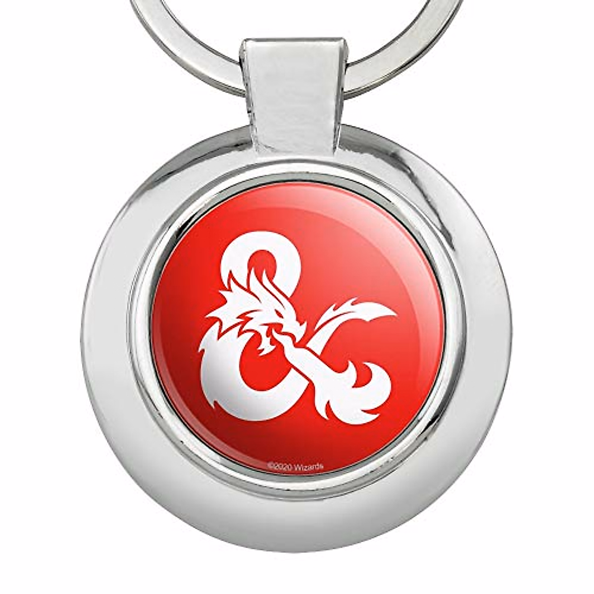 Dungeons & Dragons Ampersand Keychain Classy Round Chrome Plated Metal