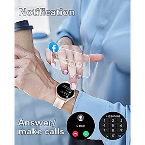 HUAKUA Smart Watches for Women Men (Answer/Make Calls) Compatible with iPhone/Android Phones, Reloj para Mujer Hombre Round Fitness Tracker with Heart Rate Monitor Sleep/Steps Tracker Waterproof Pink