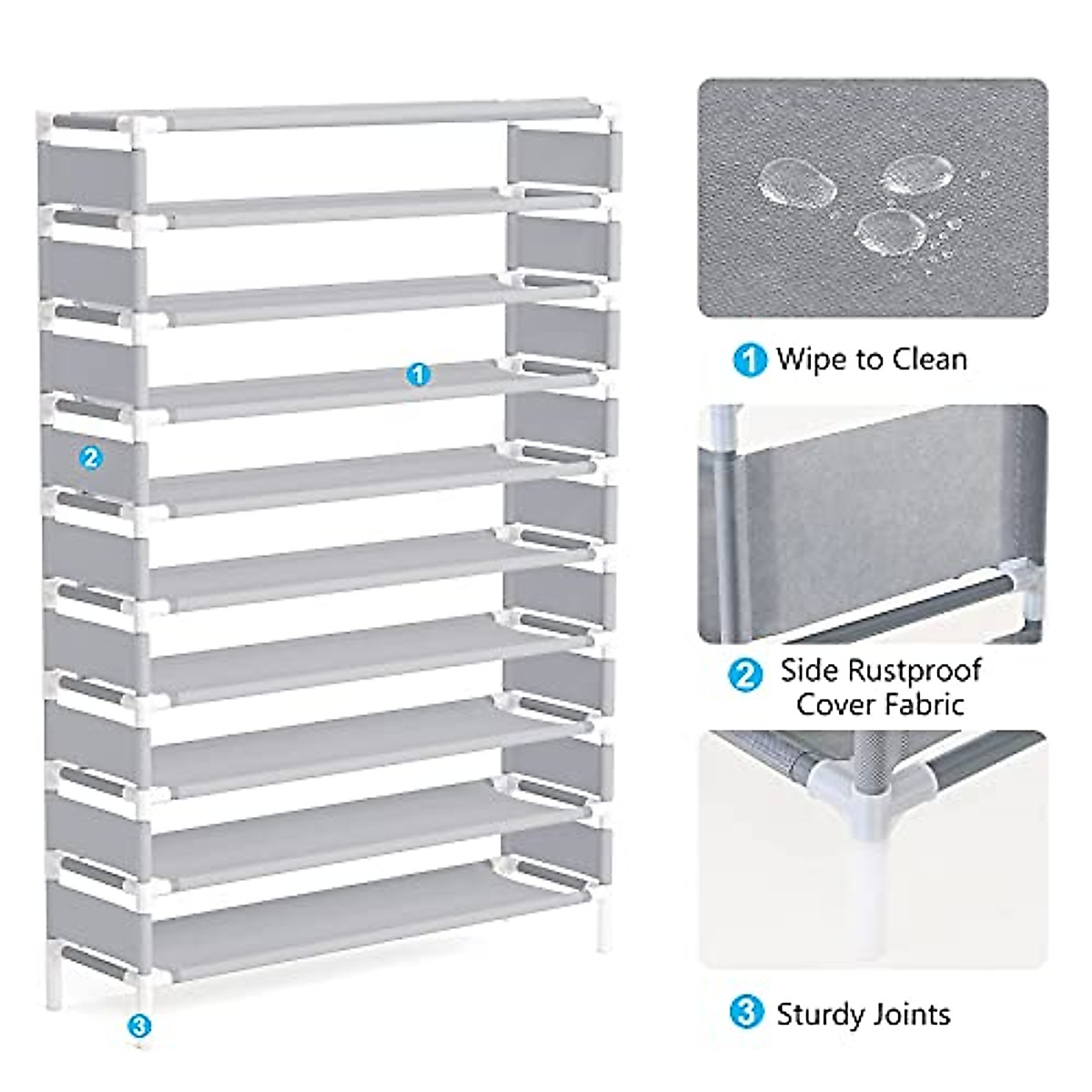 Tribesigns 10 Tiers Shoe Rack, Large Capacity Shoe Organizer, Shoe Shelf for 50 Pair, Large Shoe Rack, Extra Large Shoe Shelf