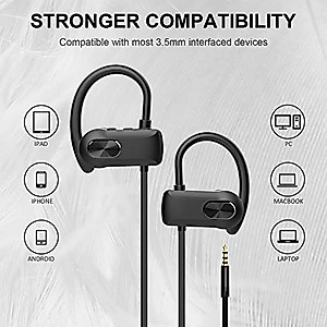 JUSTRVN Wired Earphone, in-Ear Headphone with Ear-Hook&Noise Isolation Earbuds with Microphone & Custom-Fit Ear Tips, 3.5mm Jack headsets Compatible with Smartphone/iPad/Desk Laptop